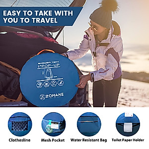 Pop Up Shower Tent,Portable Privacy Changing Tent,Instant Camping Dressing Bathroom Potty Tent for Camping Hiking Toilet Beach Picnic Fishing with Carrying Bag,6.9 FT Tall,by Zomake(RoyalBlue)