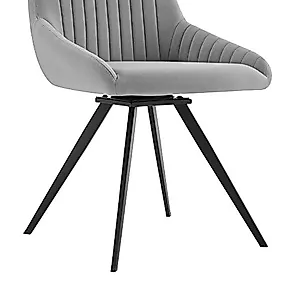 Armen Living Alison Swivel Gray Velvet and Metal Dining Room Chairs-Set of 2, 34" H