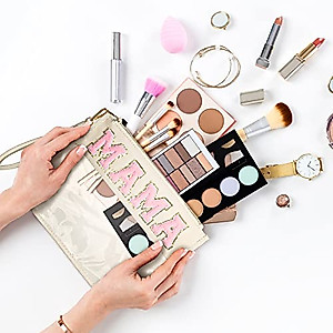 4 Pcs Chenille Letter Pouch Flat Nylon Clear Snack Bags Flat Multipurpose Zipper Makeup Bag for Travel Toiletry Bag Water-proof Cosmetic Pouch for Women Teen Girls (Simple Style)