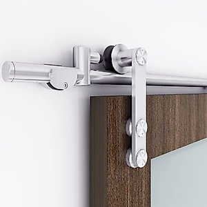 EaseLife 5 FT Stainless Steel Sliding Barn Door Hardware Track Kit,Heavy Duty,Anti-Rust Anti-Corrosion,Slide Smoothly Quietly,Easy Install (5FT Track Kit for 26"~30" Single Door)