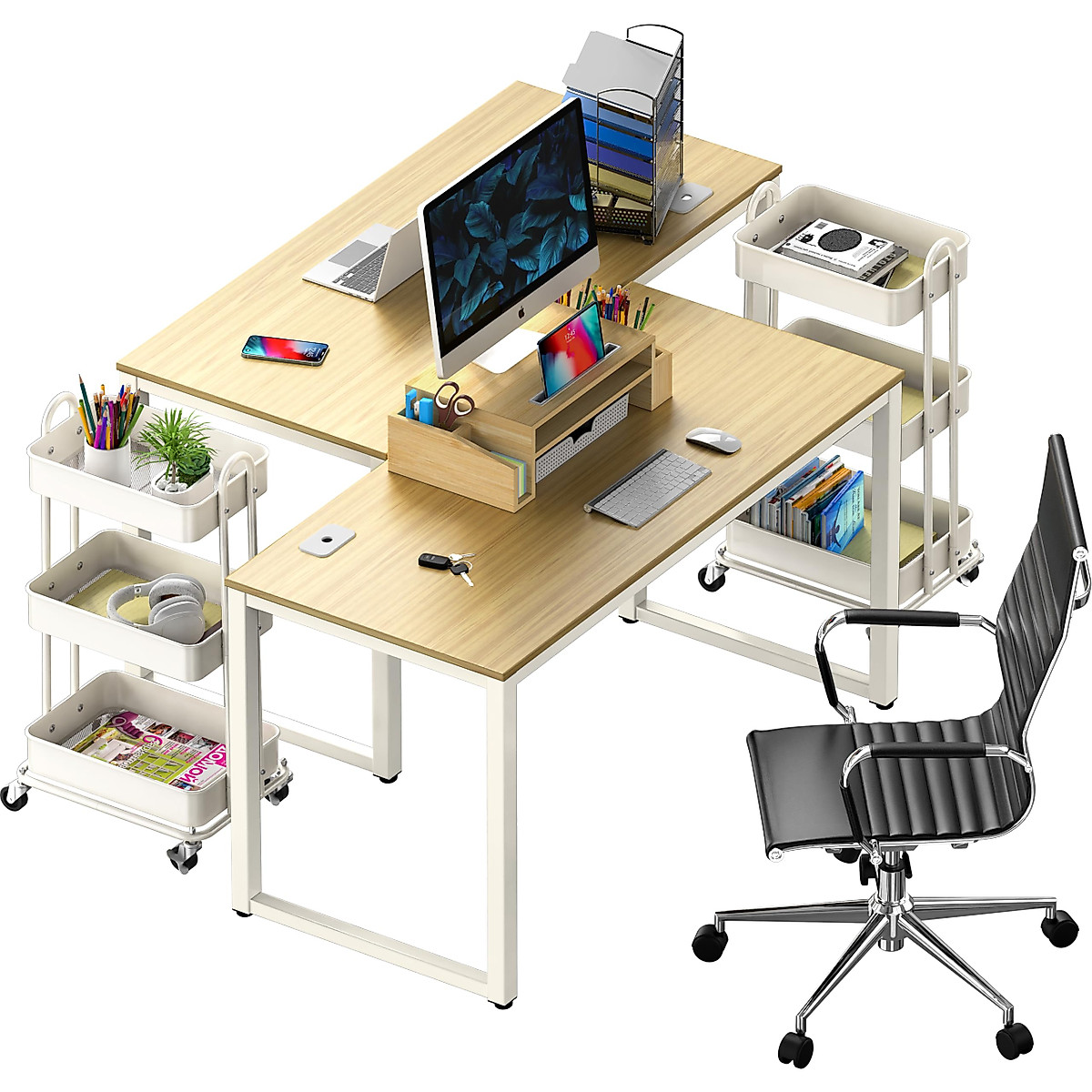 SHW Artwork Office 48-Inch Computer Desk, Oak