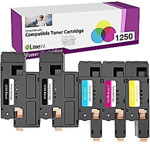 Limeink Compatible Toner Cartridge Replacement for Dell C1760nw Toner Cartridges 1250 for Dell Printer Cartridges C1765nfw for Dell C1765nf Toner Cartridges 1355cnw Toner for Dell c1760nw 5 Pack