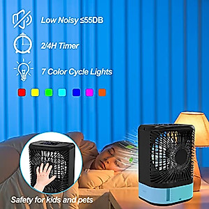 Portable Air Conditioners AC - Mini Air Conditioner, Personal Air Conditioner, 4000mAh Battery for Camping, Car, with Remote Control Night Light & Timing