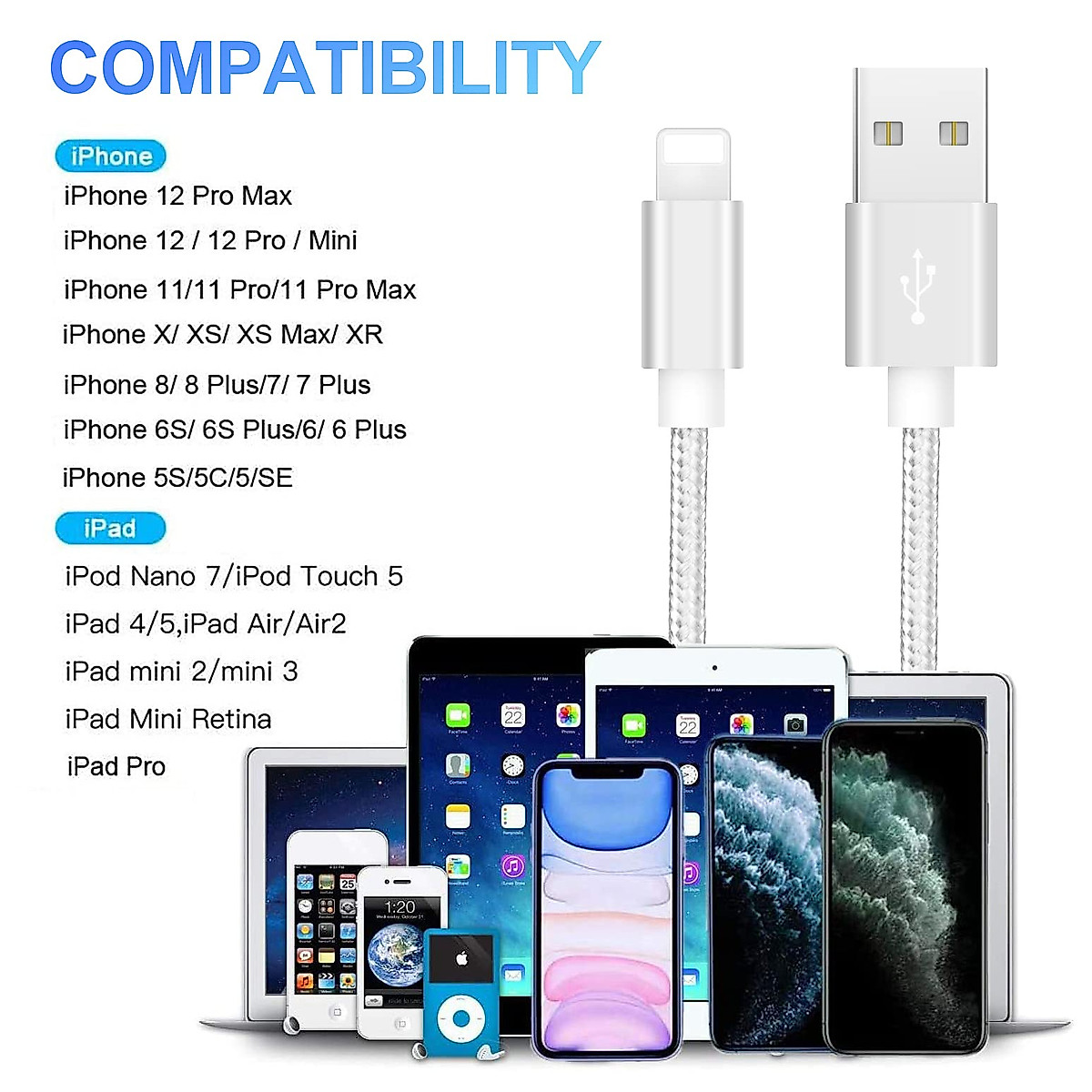 iPhone Charger,【Apple MFi Certifide】 4 Pack iPhone Cord iPhone Charging Cable Nylon Braided Compatible with iPhone 14 13 12 11 Pro Max Xs Xr 8 7