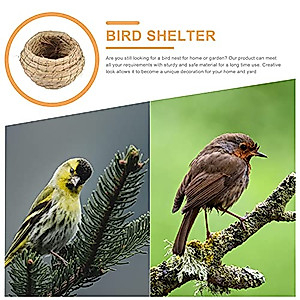 Cabilock 6pcs Straw Bird Cage Nest Grass Hut Woven Birdhouse for Parakeets Hideaway Cockatiels Finch Canary Resting Breeding Shelter