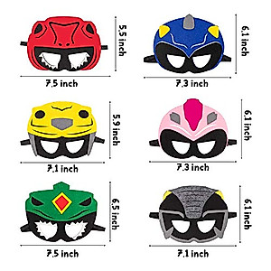 Haooryx 12Pcs Power Hero Theme Party Masks, Dress Up Costumes Party Decor Supplies US Rangers Ninja Steel Halloween Pretend Play Accessories Photo Booth Prop for Baby Shower Kids Birthday Favors