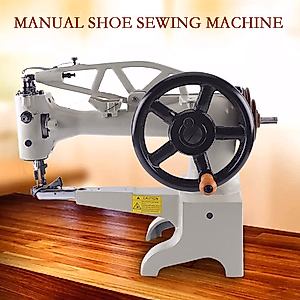 Leather Sewing Machine,DIY Manual Sewing Machine Heavy Duty Leather Commercial Sewing Machine,Cast Iron Sewing Machine for Sewing Thick Materials 16.93x7.87x16.93inch White