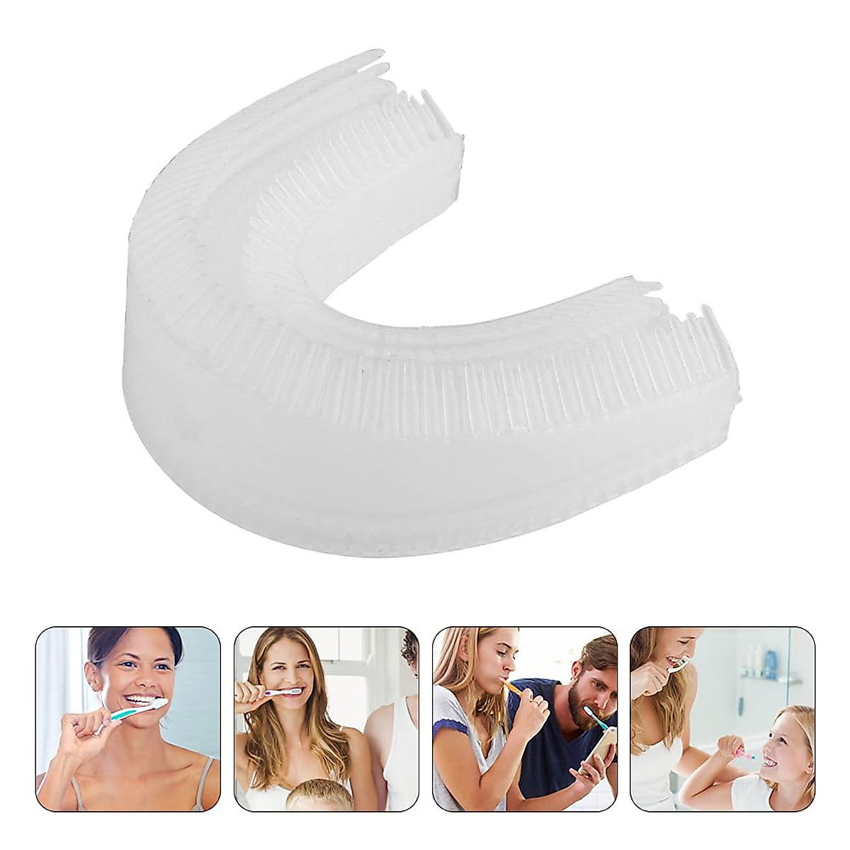 HEALLILY 2pcs U Shaped Toothbrush Head Silicone Automatic Electric Toothbrush Heads Replacement Refill for Electric Toothbrush Accessories