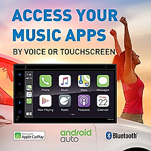 Planet Audio P9900CPA Apple Carplay Android Auto Car Multimedia Player - Double-Din, 6.75 Inch LCD Touchscreen, Bluetooth, MP3-USB-Aux in, Am/FM Car Radio, No CD-DVD