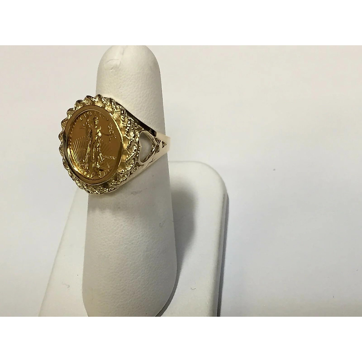 TEX 14k Yellow Gold Ring, 1/10oz US Lady Liberty Coin, Approx 11.4g