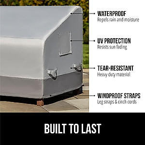 Gorilla Grip Heavy Duty Waterproof Outdoor Loveseat Cover, 58 Inch, Adjustable Patio Furniture Covers for Winter, Keep Cushions Dry, Protects from Sun, Snow, Rain, Windproof, UV Coated, 1 Pack