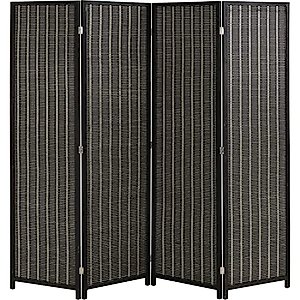 Bamboo Room Divider Folding Privacy Screen 4 Panel 72 Inches High 17.7 Inches Wide Room Divider for Living Room Bedroom Study,Black