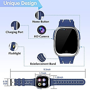 Kids Smart Watch Girls Boys - Smart Watch Kids Smartwatches for 4-12 Years Old with 26 Games Camera Music Player Video 12/24 hr Pedometer Alarm Clock Flashlight Birthday Gift for Kids Toys (Blue)