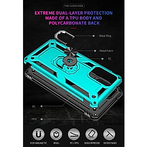 for Samsung A52 Case, Galaxy A52 Case with HD Screen Protector, Military-Grade Ring Holder Kickstand Car Mount 15ft Drop Tested Shockproof Cover Phone Case for Samsung Galaxy A52, Green