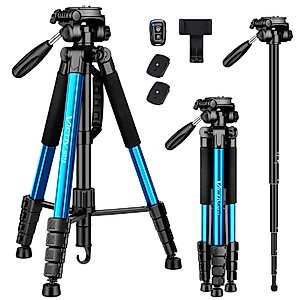 Tripod for Camera, 72" Camera Tripod with Remote, Heavy Duty Tall Camera Tripod Stand, Professional Aluminum Video Tripod, Compatible with Gopro/Camcorder/Binocular