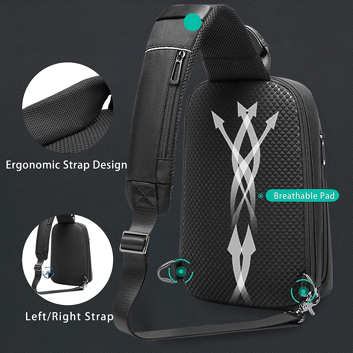 EURCOOL Mens Shoulder Bag,Small Sling Chest Bags,Water Repellent Cross Body Pack,Running Hiking Biking Daypacks