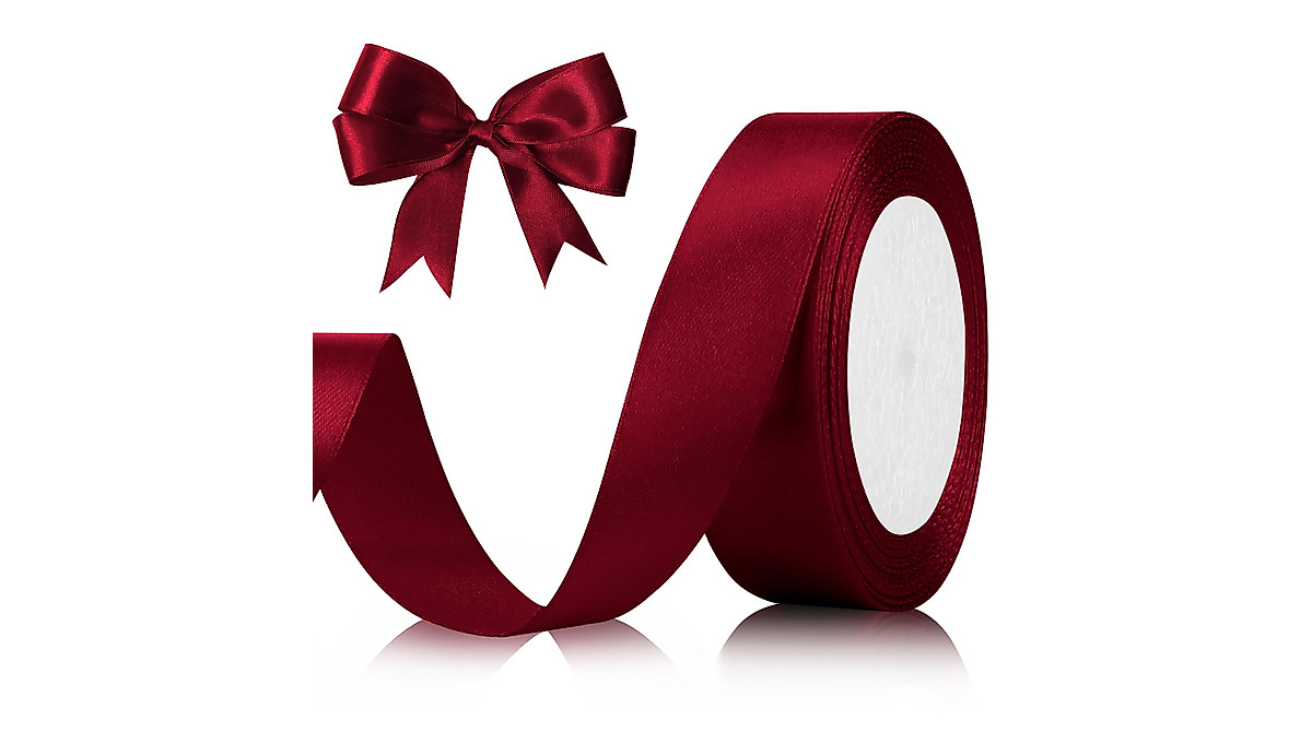 1 Inch Burgundy Satin Ribbon for Gift Wrapping & Crafts