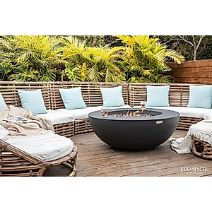 AMS Fireplace Elementi Lunar Bowl Cast Concrete Fire Table Bundle, Outdoor Fire Pit Fire TablePatio Furniture, Dark Gray (Natural Gas)