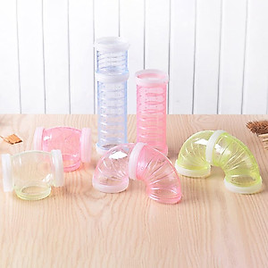 Honrane Pet Tunnel Collapsible Tube Toy Tunnel, Transparent Hamster Rat Squirrel Cage Tunnel Tube Climbing Toy Small Pet Supply Pink