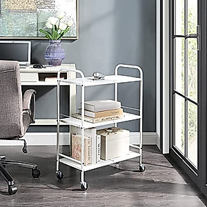 SunnyPoint Metal Rolling Organizer Utility Craft Cart (Large, WHT)