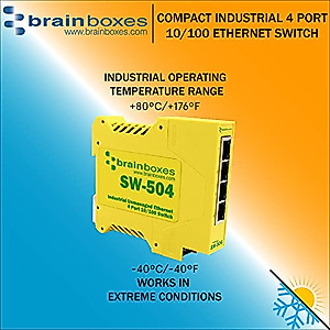 Brainboxes Switch - 4 Ports - DIN Rail mountable (SW-504)