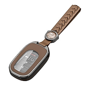 YIJINSHENG Honda Key Fob Cover with Leather Keychain, Metal Shell & Soft TPU Full Protection Key Case for Honda Accord, Civic, CR-V, HR-V, Pilot, Sport, EX, EX-L, Touring 2022-2023