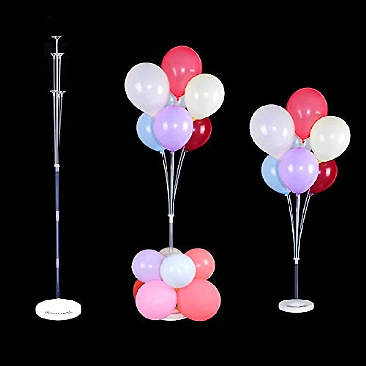 GGOUPTY 2 Set Balloon Column Stand Kit 5.3Ft Height Floor or Table Balloon Holder Adjustable with 2 Base and Pole Tower Decoration for Baby Shower Halloween Christmas Birthday Wedding Party