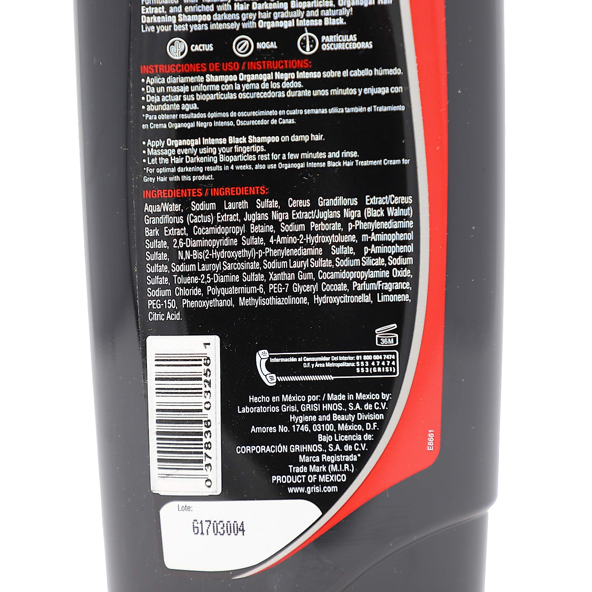 Grisi Organogal Shampoo| Darkening Shampoo with Cactus Extract, Darkening Hair Product for Gray Hair; 13.5 Fl Ounces