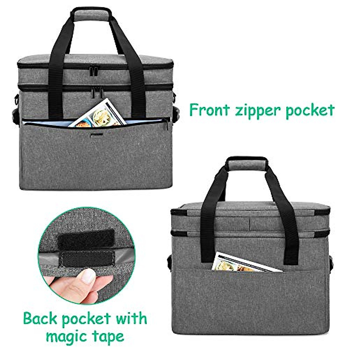 YARWO Slow Cooker Bag Compatible with Crock-Pot and Hamilton Beach 6-8 Quart Oval Slow Cooker, Double Layers Slow Cooker Travel Carrier for kitchen Appliance and Accessories, Gray (Bag Only)