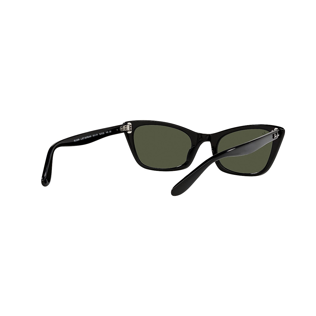 Ray-Ban Women's RB2299 Lady Burbank Cat Eye Sunglasses, Black/Green, 52 mm