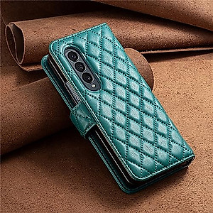 Wallet Case for Samsung Galaxy Z Fold 3/4/5, PU Leather Protective Cover, with Magnetic Closure Card Slot Holder Shockproof Phone Cover, Z fold 4,Green