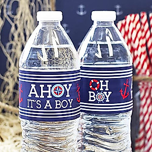 Ahoy It's a Boy Baby Shower Water Bottle Labels - 24 Stickers