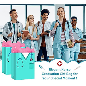 WHATSIGN Nurse Graduation Gifts Bag,Nurse Doctor Graduation Gift Bag,13" Large Gift Bag with Tissue Paper and Card for Nurse Doctor Medical School Graduate,Occupational Therapist,Nurses Party Supplies