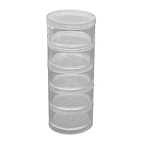 Hibye 1 Set 5 Layer Cylinder Stackable Bead Containers Plastic Round Clear Storage Jar Box for Beads Buttons Crafts Small Item