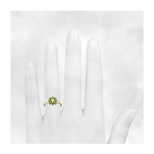 Jewelrygift Plated Crown Style Halo Ring Natural Peridot Faceted Gtone Beautiful Western Design Engagement Jewelry Ring US Size:8.5