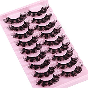 Mink Lashes Fluffy 20 MM Thick D Curl False Eyelashes Dramatic Long Strip Lashes Pack 6D Curly Wispy Full Fake Eyelashes That Look Like Extension by Goddvenus
