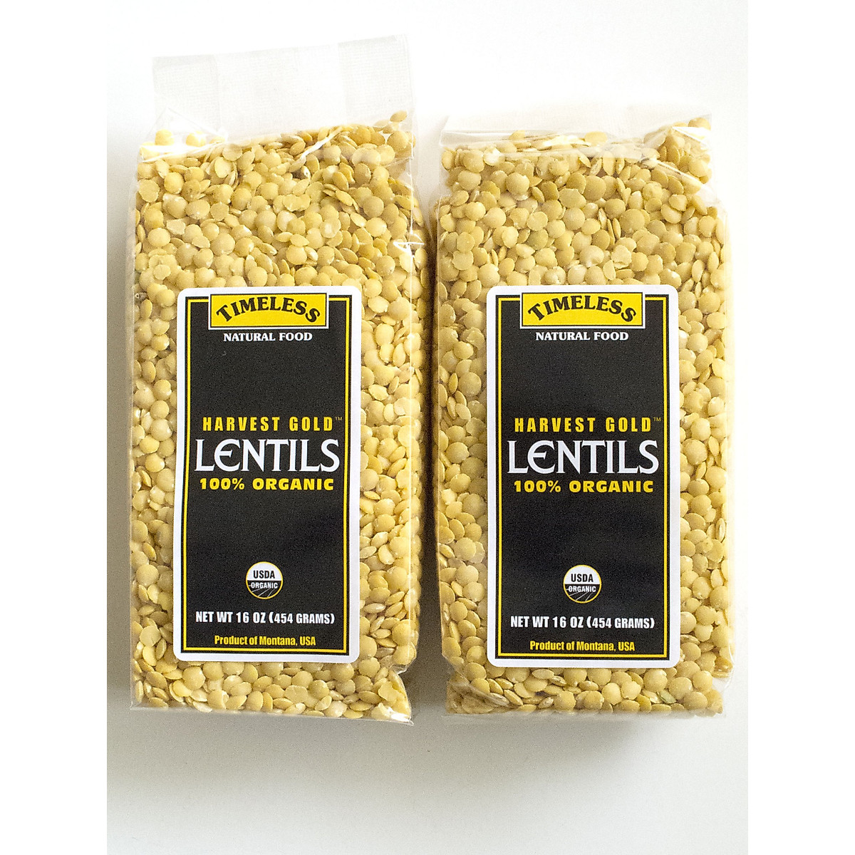 Certified 100% Organic Harvest Gold Lentils Montana 16 oz each (2 Pack)