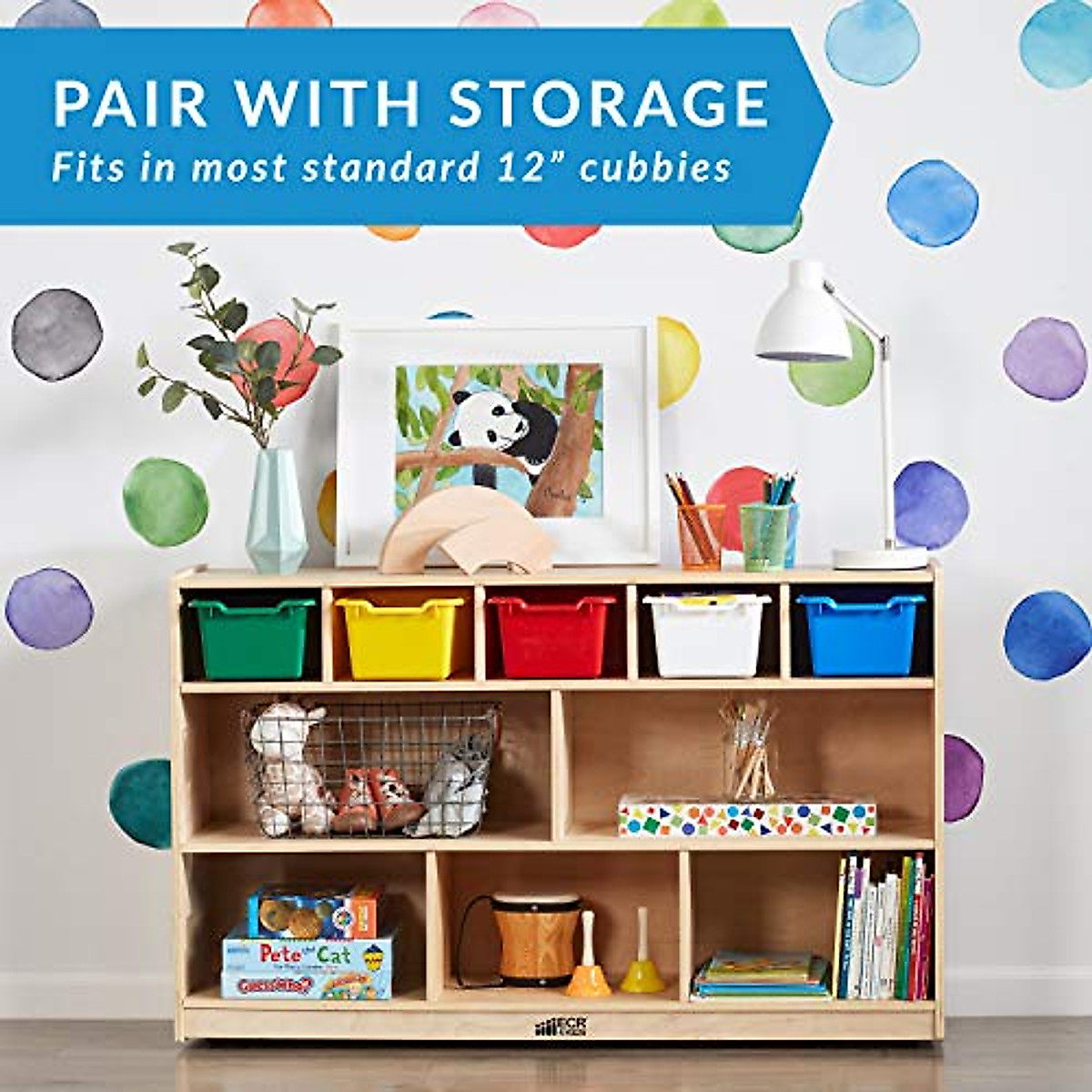 ECR4Kids Scoop-Front Storage Bins, Easy-to-Grip Design Storage Cubbies, Kid Friendly and Built to Last, Pairs with ECR4Kids Storage Units, 10-Pack, Blue