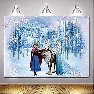 Frozen Ice World Princess Backdrop Winter Frozen Birthday Party Decoration Winter Children Photography Backdrop (8x6FT)