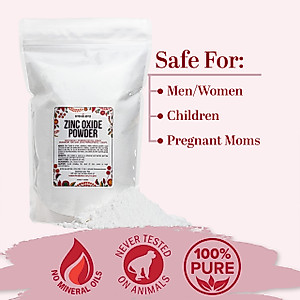 Zinc Oxide Powder | Uncoated, Non Nano Zinc Oxide | Pure, Pharmaceutical Grade | Use in Homemade Sunscreen Lotion | Diaper Rash Cream, Deodorant DIY, Zinc Oxide Ointment | 1 LB by Better Shea Butter