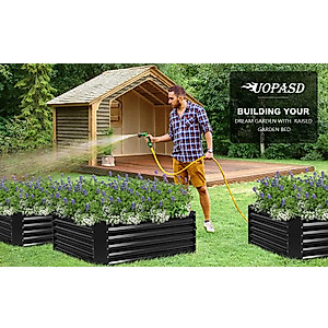 UOPASD Galvanized Raised Garden Bed kit, 6.5x4x1.5ft Metal Large Planter Box, Stock Tank Outdoor for Vegetables,Flowers, Herbs Black Grey
