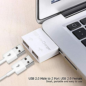 Lysee Data Cables - USB 2.0 2 Port USB Hub Splitter Adapter for Notebook Tablet Computer PC Peripherals Super Speed USB Hub - (Color: White)