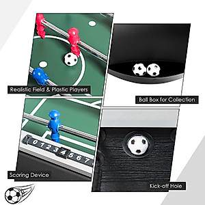 RELAX4LIFE 48'' Foosball Table, Wooden Soccer Game Table with 2 Footballs, Score Devices, Recreational Foosball Games for Kids & Adults, Arcade Table for Pub, Bars, Parties Family Night Game (Black)