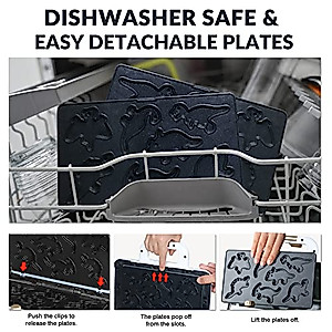 Mini Waffle Maker Dinosaur Waffle Iron for Kids 7 Unique Dino Waffle in Minutes, Electric Nonstick Waffle Pancakes Maker with Removable Plates Breakfast Maker Machine, Fun Gift for Kids Family