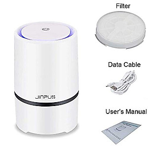 JINPUS Air Purifier Small Portable Air Cleaner for Bedroom with HEPA Filter, Upgraded Low Noise Home Air Purifiers GL-2103 (Powered by 4.9ft USB Cable, No Adapter)