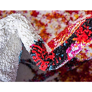 Unique Loom Lyon Collection Colorful Modern Abstract Watercolor Tree Area Rug, 3 ft 3 in x 5 ft 3 in, Ivory/Pink