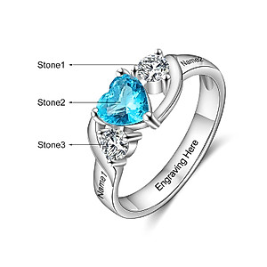 Personalized Promise Rings for Her with Simulated Birthstone Couples Names Love Forever Engagement Rings for Women (6)