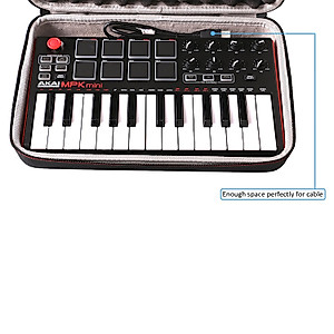 LTGEM Travel Hard Carrying Case for Akai Professional MPK Mini MK3 / MPK Mini Play MK3 / MPK Mini MKII/MPK Mini Play - 25 Key USB MIDI Keyboard Controller, Black+Grey(Case Only)