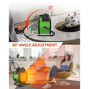 Buyplus Outdoor Heater, 1500W Portable Garage Heater with 90°Adjustable Angle, Overheat Protection & 2S Fast Heating, Electric Space Heater for Patio, Garage, Greenhouse, Indoor Outdoor Use Green