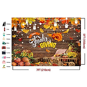 Dudaacvt 7x5ft Thanksgiving Photography Backdrop Rustic Wooden Floor Barn Harvest Background Thanksgiving Turkey Autumn Pumpkins Backdrop Thanksgiving Party Decoration Backdrop D643